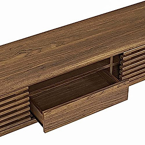 Modway Render Mid-Century Modern Low Profile 59 Inch TV Stand in Walnut