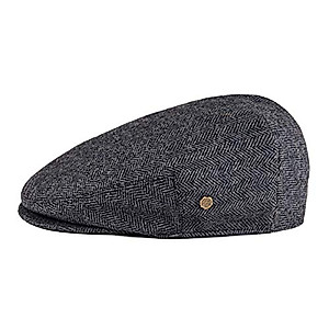 VOBOOM Men's Herringbone Flat Ivy Newsboy Hat Wool Blend Gatsby Cabbie Cap (Dark Grey, 7 5/8)