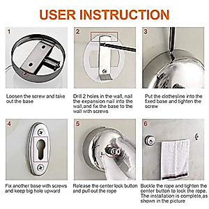 MANGZ Retractable Clothesline 304 Stainless Steel Heavy Duty, 12.5 Feets, Adjustable Stainless Steel Rope String Clothes Line for Drying in Hotel, Bathroom, Laundry,Outdoor and Indoor Wall Mounted