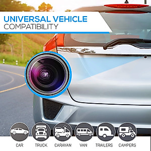 Universal Mount Front Rear Camera - Marine Grade Waterproof Built-in Distance Scale Lines Backup Parking/Reverse Assist Cam w/ Night Vision LED Lights 420 TVL Resolution & RCA Output - Pyle PLCM38FRV,Black