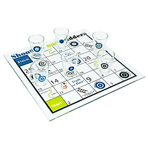 Fairly Odd Novelties Shooters & Ladders Drinking Fun Shot Glasses Party Game Gift, 7 Piece Set, Clear