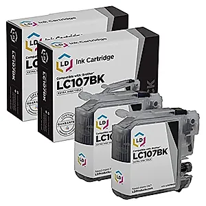 LD Compatible Ink Cartridge Replacement for Brother LC107BK Super High Yield (Black, 2-Pack)