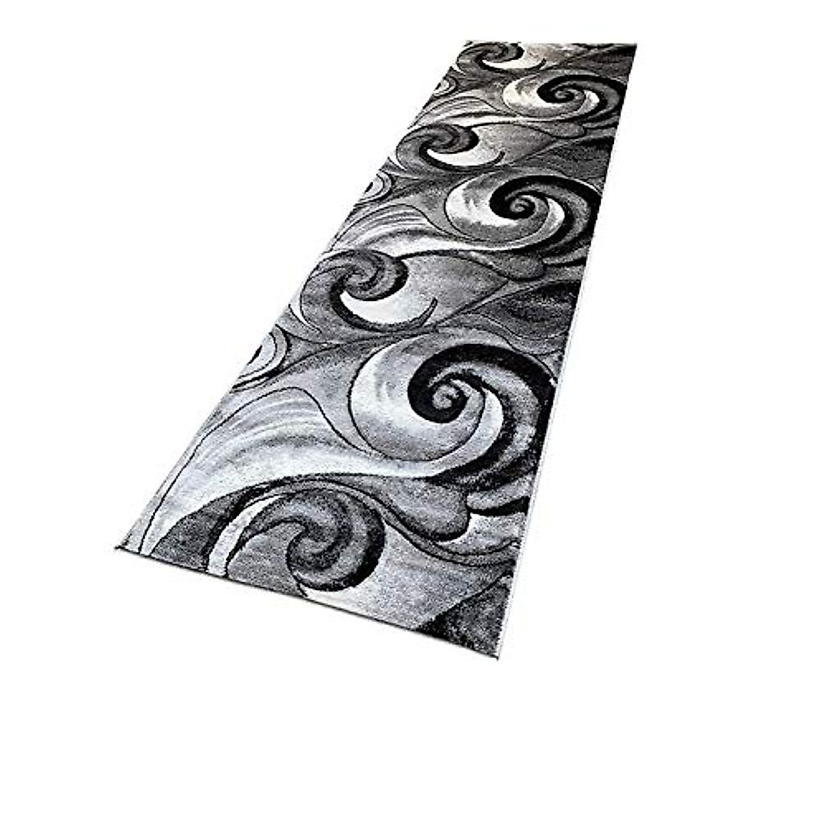 Sculpture Modern Runner Area Rug Turquoise Gray Black & Grey Contemporary Designr 410 (2 Feet X 7 Feet 1 Inch)