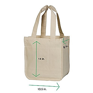Best Canvas Grocery Shopping Bags - Canvas Grocery Shopping Bags with Handles - Cloth Grocery Tote Bags - Reusable Shopping Grocery Bags - Organic Cotton Washable & Eco-friendly Bags (3 Bags)