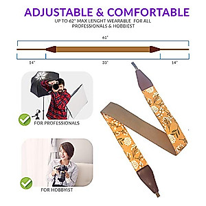 Art Tribute Spring Blossom Flowers Camera Shoulder Strap Belt For All DSLR Camera – Vibrant Design Universal DSLR Strap, Multi Color Neck Belt Best Gift for Men & Women Photographers