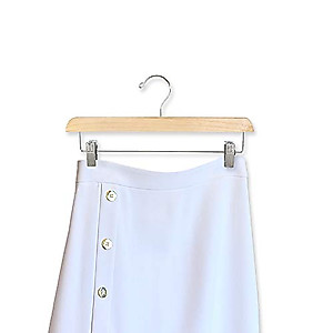 Farm House Collection Wooden Skirt Hangers, Adjustable Cushion Clips, Sturdy, 360 Degree Swivel Hook, 14" Long, Pants, Skirts, Slacks, Shorts (Natural Wood)