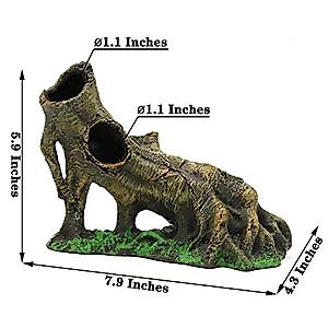 BCSIUHD Aquarium Decoration - Tree Stump Tree Branch Decor for Fish Shrimp Hiding Habitat Lanscape Decor Fish Tank Hideouts Stone Cave Hide House