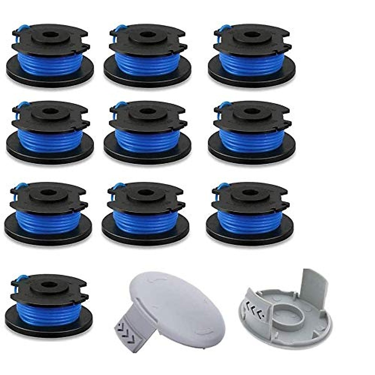 AC14RL3A String Trimmer Replacement Spool Line with 522994001 Cap for Ryobi One+ 24V, 18V, and 40V Cordless Trimmers, 0.065" Autofeed Replacement Spool- (12 Pack)