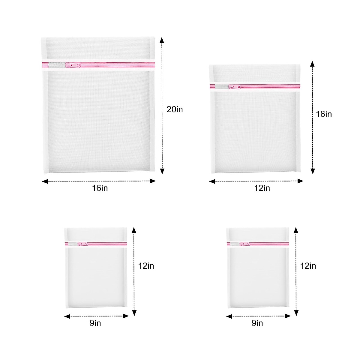 4Pcs Mesh Laundry Bags, Lingerie Bags for Washing Delicates,Mesh Wash Bags for Toy Storage & Cleaning, Travel Storage Organizer Bag, Dorm Room Essentials (1 Large, 1 Medium, 2 Small) - MIAETFH