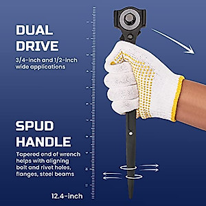 Lichamp 3pcs Spud Wrench Set, Include 12 inch Spud Wrench, 3/8" x 1/2" Dual Head Ratchet Spud Wrench and 3/4" x 7/8" Dual Socket Scaffold Wrench