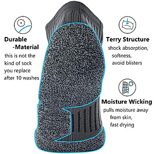 CWVLC Unisex Cushioned Compression Athletic Ankle Socks Multipack, 6-pairs Black Charcoal Royal, L 10.5-13 W US/ 9-11.5 M US