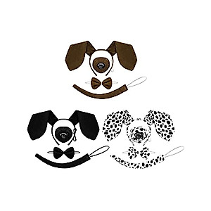 12 Pcs Puppy Dog Costume Set Dog Fancy Dress Costume Includes Dog Ears Headband Bowtie Dog Fake Nose Dog Tail Animal Costume Accessories for Women Adult Kids Halloween Party Cosplay Decorations