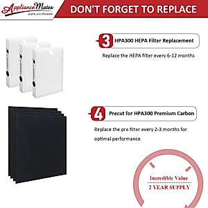 HPA300 HEPA Filter Replacement for Honeywell Air Purifier Filter 3 HRF-R3 Ture R HEPA Filter Replacement 4 Pack Carbon Pre Purifier Filters Compatible with Honeywell HPA300, HPA304, HPA5300, HPA 8350