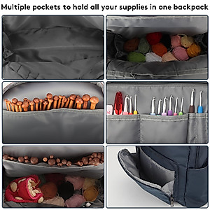 Olikraft Crochet Bag Organizer - Yarn Bag for Crochet Accessories and Gadgets, Knitting Bag for Yarn Storage & Crochet Supplies, Crochet Bags Crocheting, Knitting bags and totes (Blue)