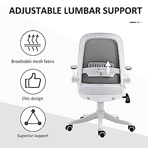 Vinsetto Linen-Touch Fabric Office Chair Swivel Task Chair with Adjustable Lumbar Support, Height and Flip-up Arms, Grey