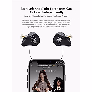 KZ SA08 TWS True Wireless Bluetooth 5.0 Earbuds with Mic, 8BA HiFi Stereo in Ear Earphones, Physical Passive Noise Reduction Hedsets Headphones for Call Phone/Game/Music (Black)