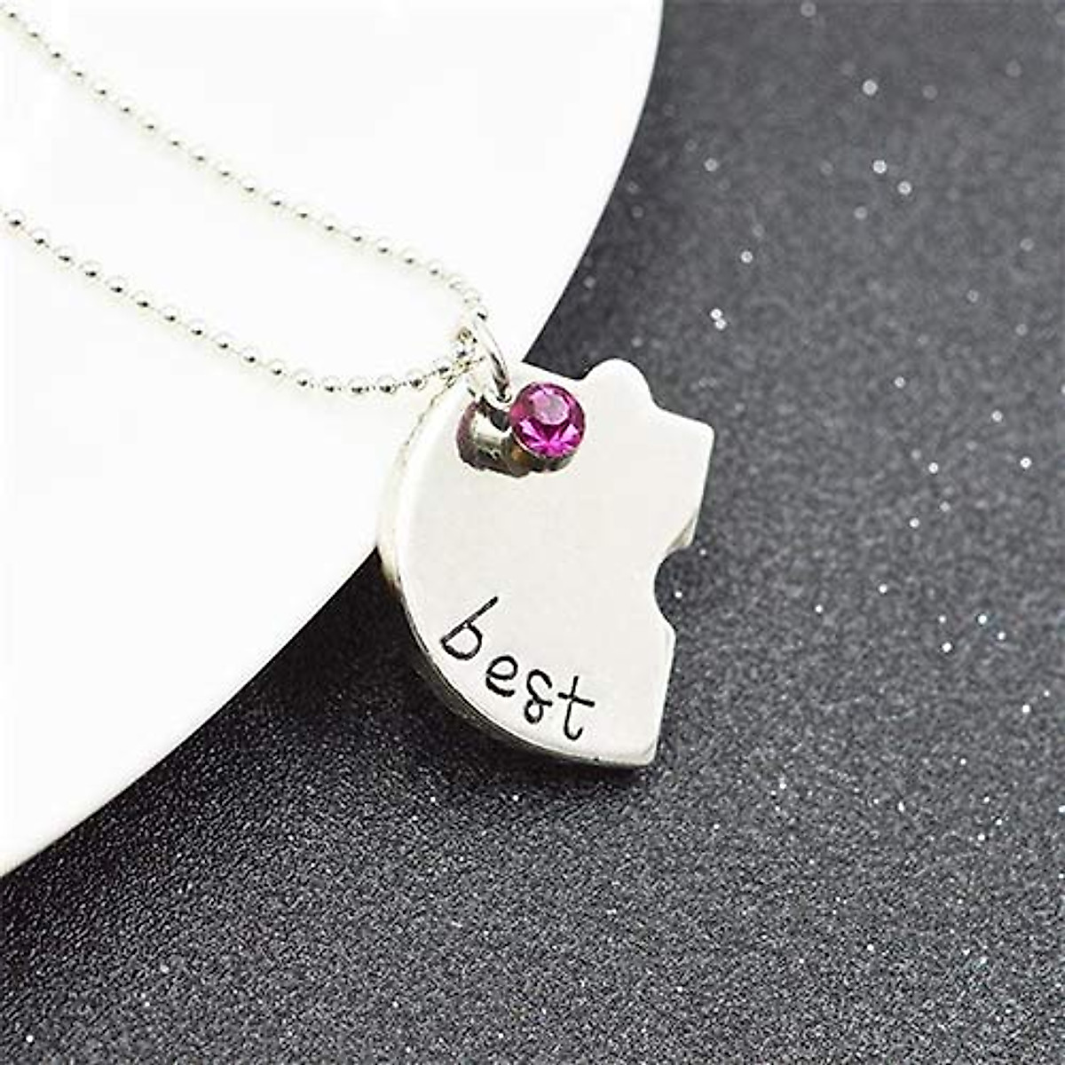 MileHouse Fine Necklace for Girls,4Pcs/Set Best Friend BFF Friendship Puzzle Rhinestone Heart Matching Necklace
