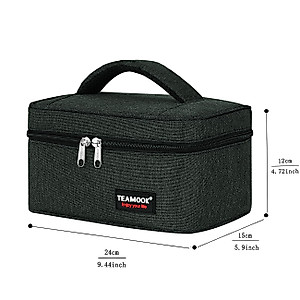 TEAMOOK Small Lunch Bag Mini Lunch Box Insulated Portable for Adults Men Women Work with Handle Black