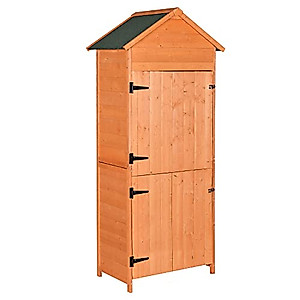Outdoor Storage Shed - Wood Garden Storage Cabinet - Waterproof Tool StorageCabinet with Lockable Doors for Garden, Patio, Backyard, Backyard, Patio, Lawn.Meadow, Farmland