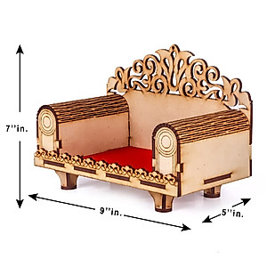 Shreejicreation Art Wooden White Color Hindola | jhula | Swing | Home Mandap Stand | Home Temple Designer Wood for God | Temple | Mandir | Sinhasan for Pooja Mandir
