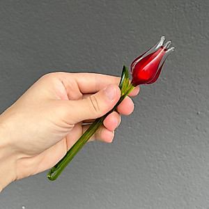 Red Glass Tulip Flower - Tulip Ornaments Figurine - Blown Flower Sculpture - Art Decor for Garden - Decoration for Plants - Flower Gifts