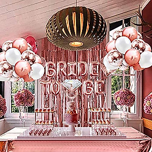 HXJDCL Bachelorette Party Decorations ,Rose Gold Bridal Shower Party Decoration Kit-Bride to be Balloons,Sash,Ring,Champagne Bottle Goblet Balloons,Veil, Foil Curtains,Tattoos,Cake Topper- Bridal Shower Favors Supplies Kit Decor