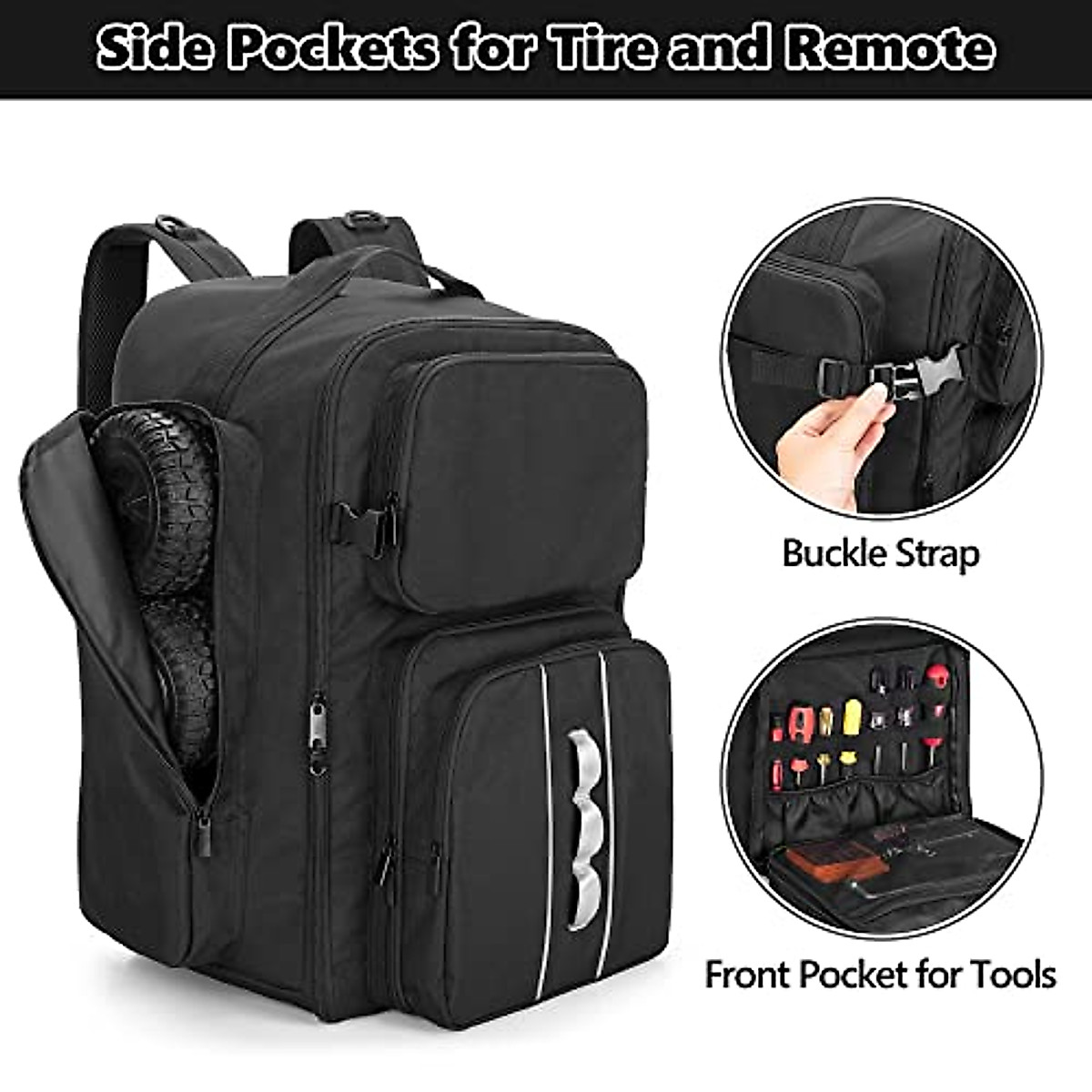 GOBUROS RC Backpack for 1/10 Car, RC Storage Bag with Multi Pockets for Tools and Other Accessories,Easy Carrying with Adjustable Shoulder Strap (Patent Design)