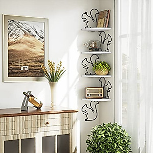 Alsonerbay White Corner Shelf 4 Tier Shelves for Wall Storage, Easy-to-Assemble Floating Wall Mount Shelves for Bedrooms and Living Rooms (Squirrel Shaped)