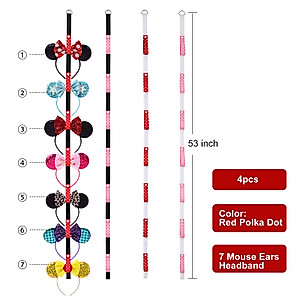 Nuolich 4Pcs Mouse Ears Headband Holder Polka Dot Vertical Organizer Hanging Wall Display Decor Hair Accessories Holder