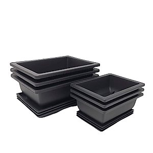 Tinyroots Bonsai Training Pots with Humidity Trays - Built in Mesh, 6" and 8" Large Planter Combo Pack + Made from Durable Shatter Proof Poly-Resin (Set of 6 Pot Set)…