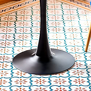 VONLUCE 32 Inch Round Dining Table with Faux Marble Top for Kitchen Bar Patio and More, Modern Small Coffee Table Living Room Accent Table with Tulip Style Metal Base and 165lb Capacity for 2-4, Black