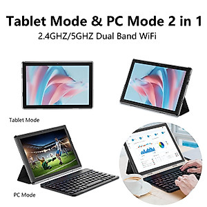 ECOPAD 2023 Android Tablet with Keyboard, Android 13 Tablet 8GB RAM 128GB ROM 1TB Expandable,10" Inch IPS 1280 * 800 Android Tablet with 2.4GHZ WiFi,BT 5.0 (Black)