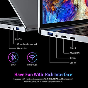 Windows 11 Laptop,13.5 Inch Celeron N4120 Quad core, 8GB RAM+256GB SSD, Thin & Light Notebook PC,3000x2000 3K IPS Panel, 5G+AC WiFi, All-Metal Body, Backlit Keyboard, Finger Print, Office, Gray