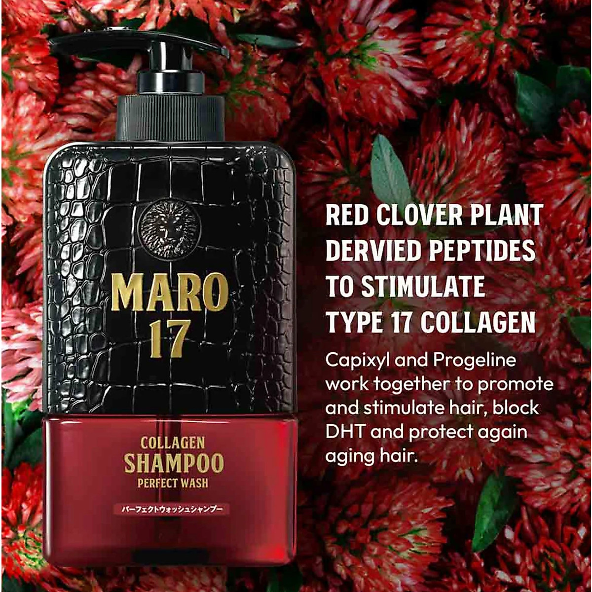 ＭＡＲＯ１７ MARO17 Collagen Shampoo Perfect Wash - Mens Shampoo for Hair Growth and Volume - Cleanses Dirt and Unnecessary Sebum - Sulfate Free + DHT Blocker and Collagen for Thicker Hair - Gifts for Men