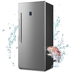 SMETA Upright Freezer, 21 cu. ft Stand Up Convertible Refrigerator Freezer Deep Frost Free Garage Single Door with Digital Control Panel for Kitchen, Home, Office, Stainless Steel