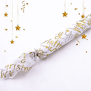 MR FIVE 60 Sheets White with Gold Merry Christmas Tissue Paper Bulk,20" x 14",Gold Christmas Tissue Paper for Gift Bags,Merry Christmas Tissue Paper