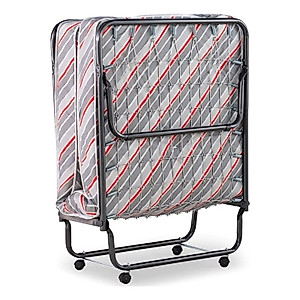 Linon Verona Metal and Fabric Folding Bed with Memory Foam Mattress in Gray