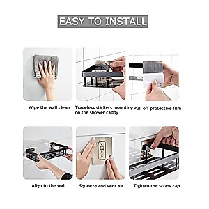 Shower caddy, 2 Pack Black Space Aluminum Shower Organizer, No Drilling Rustproof Shower Shelves with Hooks and Towels Hanger Storage for Bathroom, Kitchen