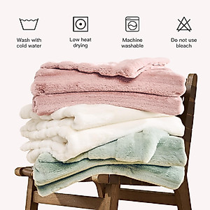 NEXHOME PRO Faux Fur Throw Blanket Pink, Luxury Soft Decorative Cozy Plush Long Shaggy Fluffy Blanket for Sofa Couch Bed Living Room, Reversible Puffy Thick Warm Blanket for Winter, 50"X60"