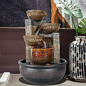 Hamiedun Tabletop Water Fountains Indoor Waterfall and Calming Water Sound Relaxation Desktop Fountain，The for Office, Room Decoration, Portable Feng Shui Fountain Indoor and Outdoor (15.7iches)