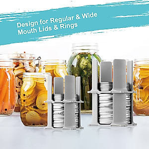 AIEVE Mason Jar Lid Organizer, 4 Pack Canning Lid Storage Rack for Storing Wide & Regular Mouth Lids and Rings