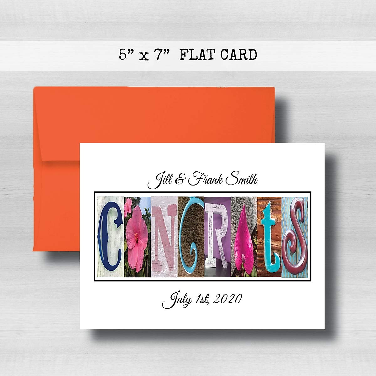 Congrats Wedding Gift,Couple Gift,Engagement gift,Floral Letter Art,Personalized Anniversary Card