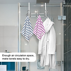 horkmous Over The Door Hooks, Behind Door Coat Hangers for Hanging Heavy Robes, Towels, Clothing, etc. Aesthetic Design Over Door Coat Rack, Coat Hooks, Towel Hangers for Bathroom, Silver