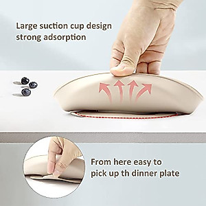 Santi & Me Baby Feeding Set Divided Plate with Suction, Adjustable Silicone Bib, Toddler Training Sippy Cup with Straw, Baby Led Weaning Spoon, Rainbow Plate Dishes and Utensils Set(Beige)