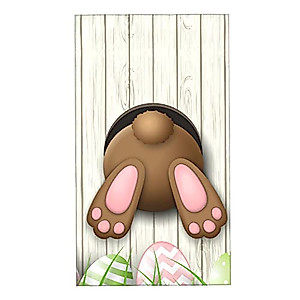 Zelamiee Happy Easter Bunny Colorful Eggs Wooden Soft Absorbent Guest Hand Towels Multipurpose for Bathroom, Gym, Hotel and Spa (27.5 x16 Inches)