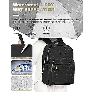 livbote Light Flight Travel Laptop Backpack Women, Mochilas para Mujer, Nurse Quilted Backpack, Water-repellent Small Backpack with USB Charging Port, Black