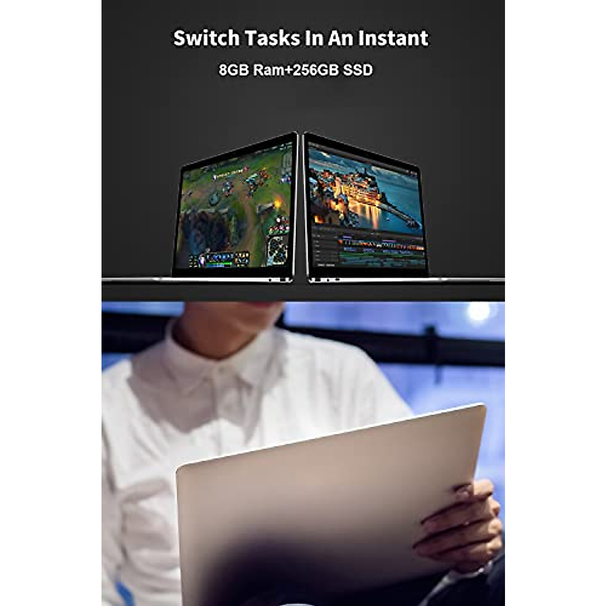 ALLDOCUBE Laptop 13.5-inch Windows 10, VBook, Intel Celeron N3450, 8GB RAM, 128GB SSD, 13.5" FHD IPS 3000x2000, 2.4G+5G Dual WiFi, Bluetooth, Type C