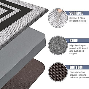 WEZVIX Anti Fatigue Kitchen Floor Mat 2 PCS, 1/2 Inch Thick Comfort Cushioned Standing Mat Set, Non Skid Kitchen Rugs and Mats Waterproof PVC Memory Kitchen Mats for Floor Sink Office Laundry, Black