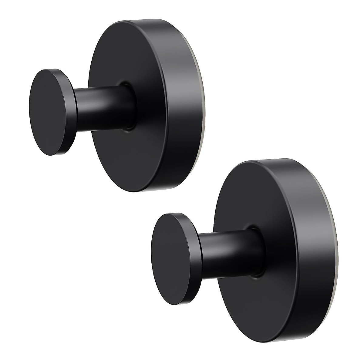 Fadroky Suction Cup Hooks, 15lbs Heavy Duty Black Towel Hooks for Bathroom, Waterproof Stainless Steel Bath Towel Hooks, Removable & Punch-Free Hooks for Shower, Towels, Bath Sponge, Robes (2 Pack)