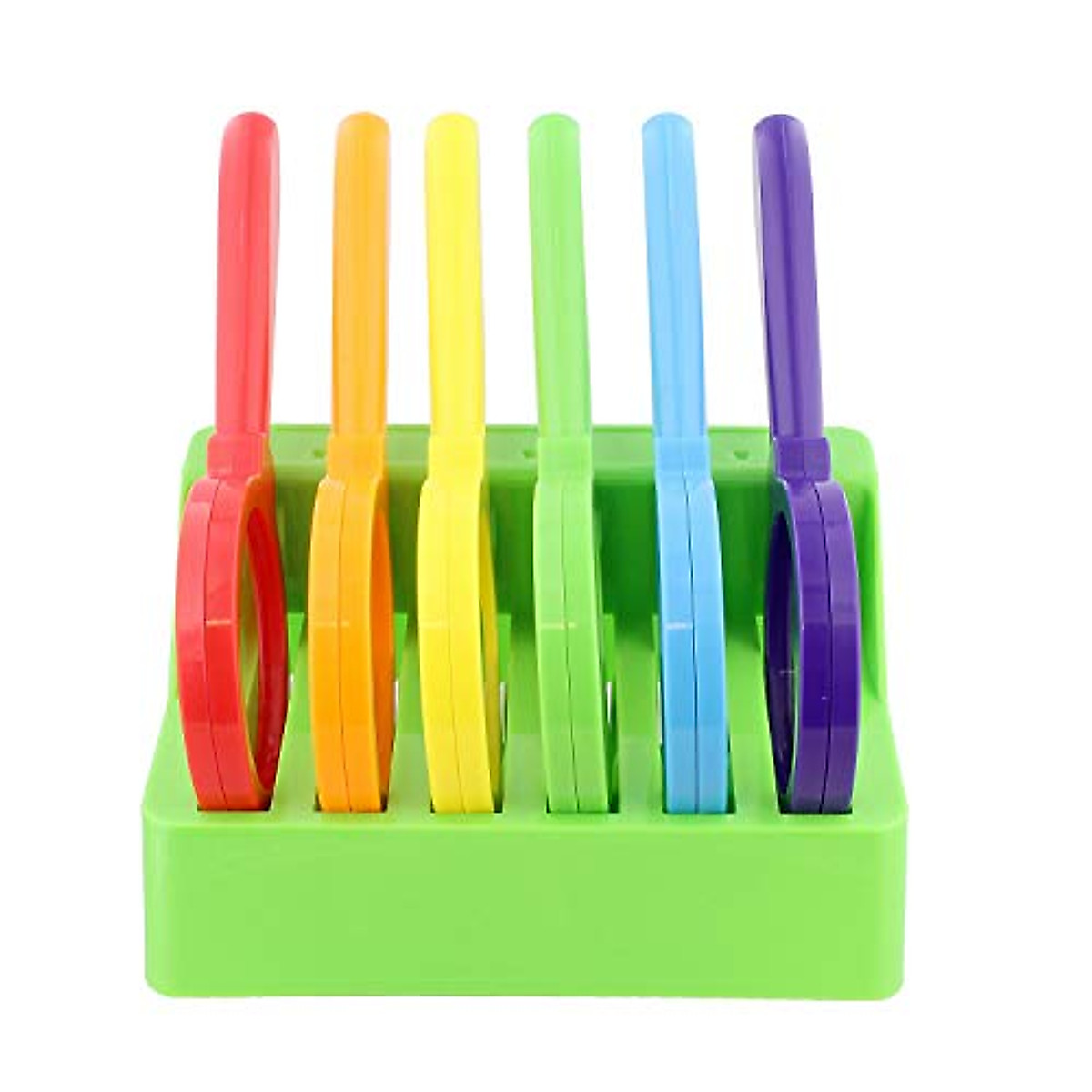 Get Out! Kids Magnifying Glass Set – 6 Pack Large Size Plastic Magnifying Glasses for Kids with Stand